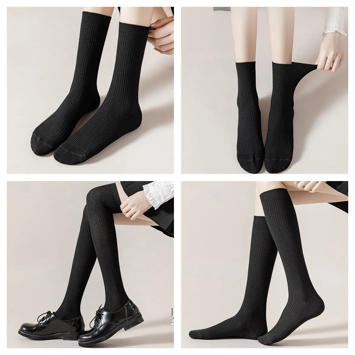 Japanese-Style-Women-Cotton-Socks-Fashion-Kawaii-Long-Socks-Solid-Color ...