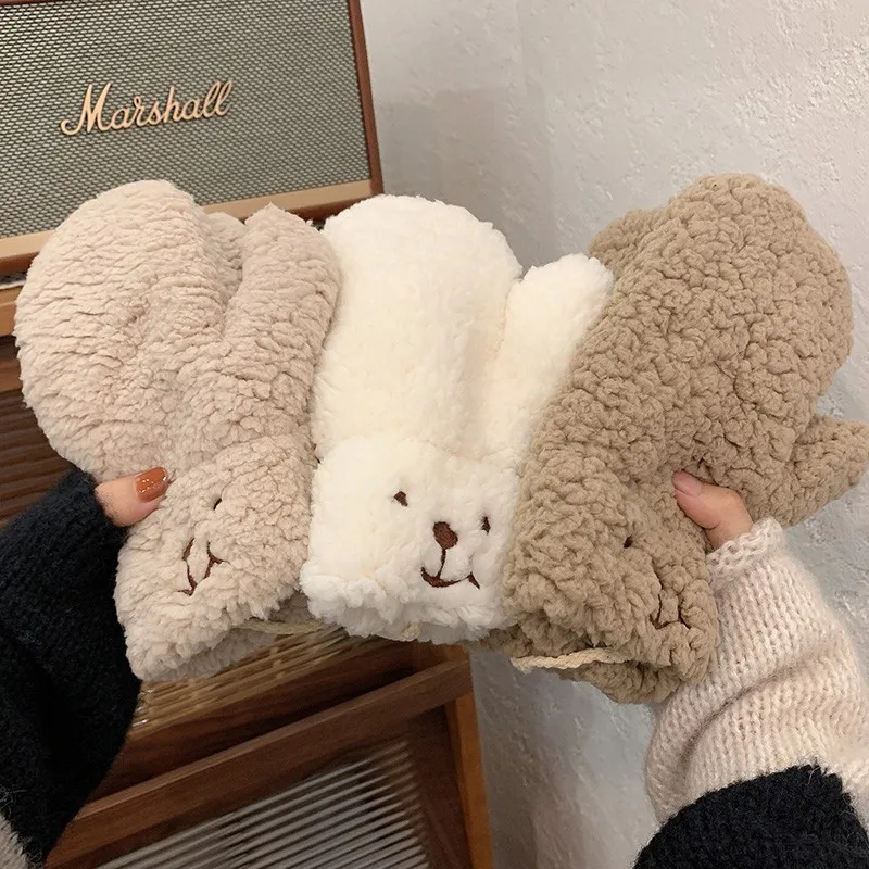 Cute-Winter-Women-Bear-Claw-Gloves-Plush-Warm-Soft-Anime-Cosplay ...