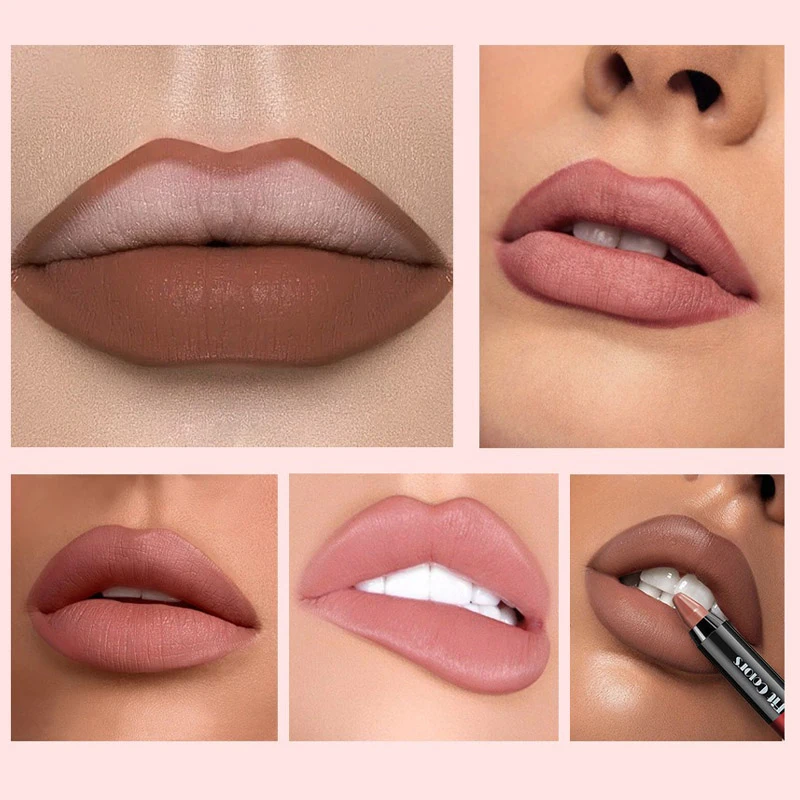 Brown-Lip-Long-Lasting-Waterproof-Lipstick-Cheap-Makeup-Items-for-24 ...
