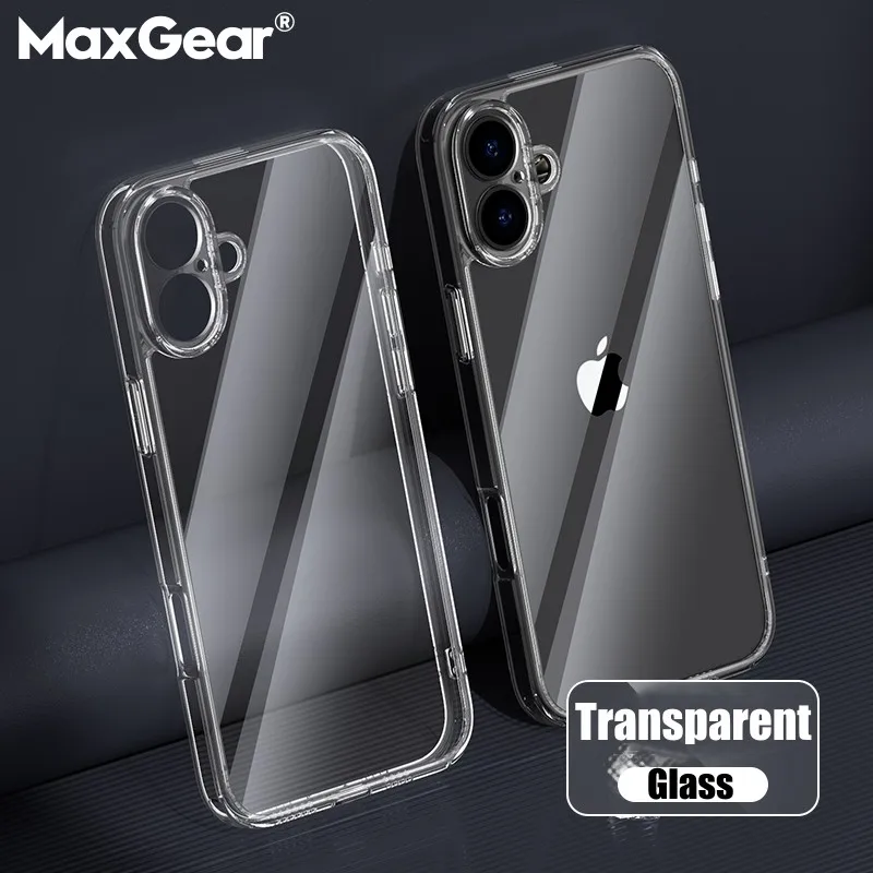 Luxury-Transparent-Tempered-Glass-Phone-Case-For-iPhone-16-15-14-Plus ...