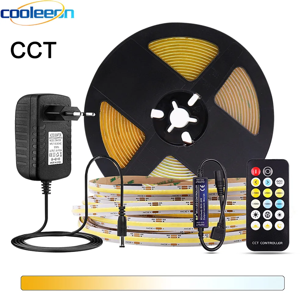 RA90-CCT-LED-COB-Strip-Light-Kit-with-RF-Controller-2700-6500K-Dimmable ...