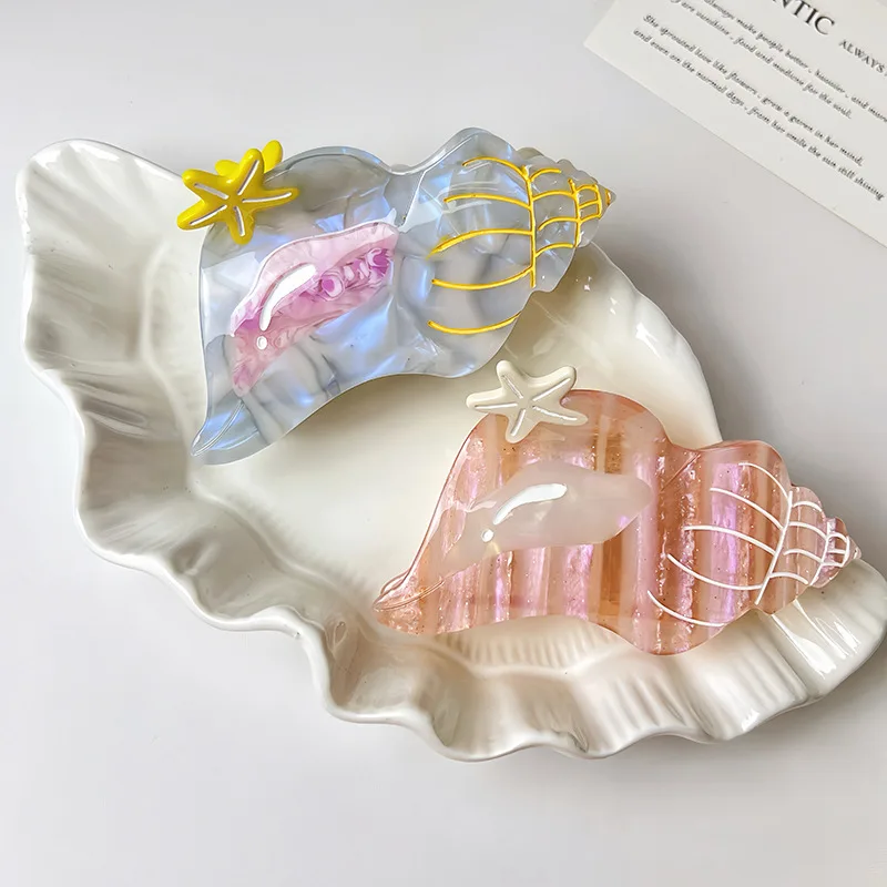 NEW 10CM Large Beach Conch Acetate Hair Claw Ocean Series Claw Clips ...