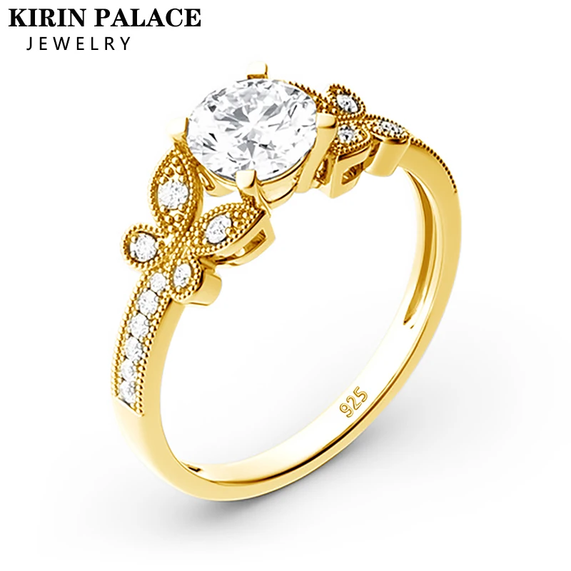 Kirin-Palace-1CT-Moissanite-Ring-for-Women-Solid-750-18K-14K-10K-Yellow ...