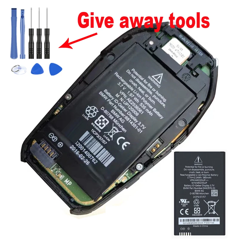 6814351 LCD 원격 키 배터리, MKD35UP 1ICP3/37/57 9442976, BMW GT 5 6 7 X3GT57 ...