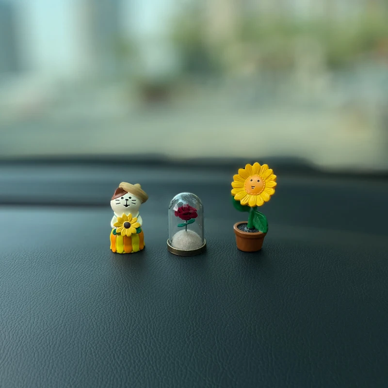 Sunflower-Rose-Healing-Car-Ornaments-Cute-Cat-Car-Decoration-Gift-Car ...