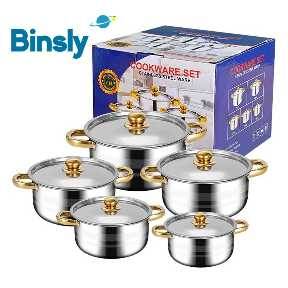 10-Piece Multifunction Stainless Steel Cookware Set Thickened Soup Pots ...