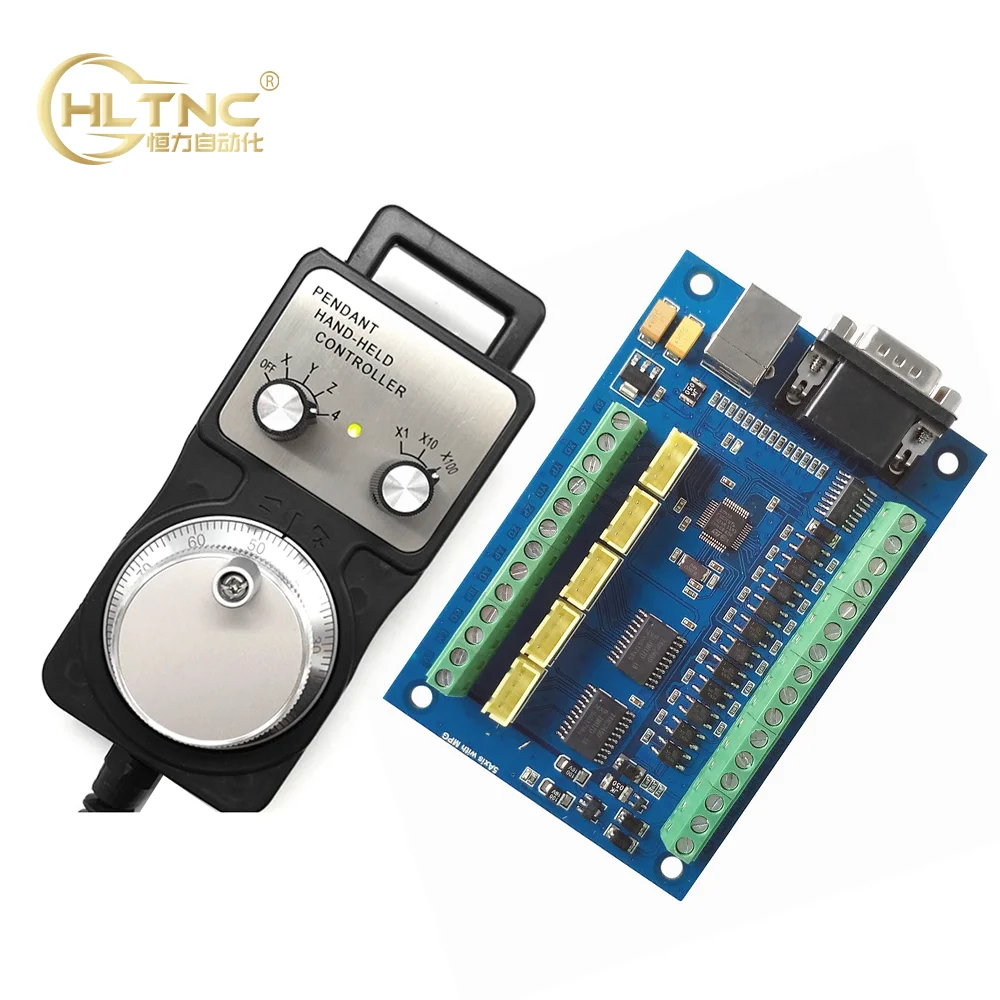 New 5 Axis USB MACH3 STB5100 Motion Controller Card With 4 Axis Remote MPG Handwheel Pendant For ...