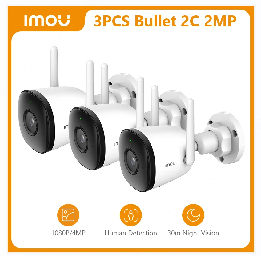 IMOU-3PCS-Bullet-2C-2MP-Wifi-Camera-Weatherproof-AI-Human-Detection ...
