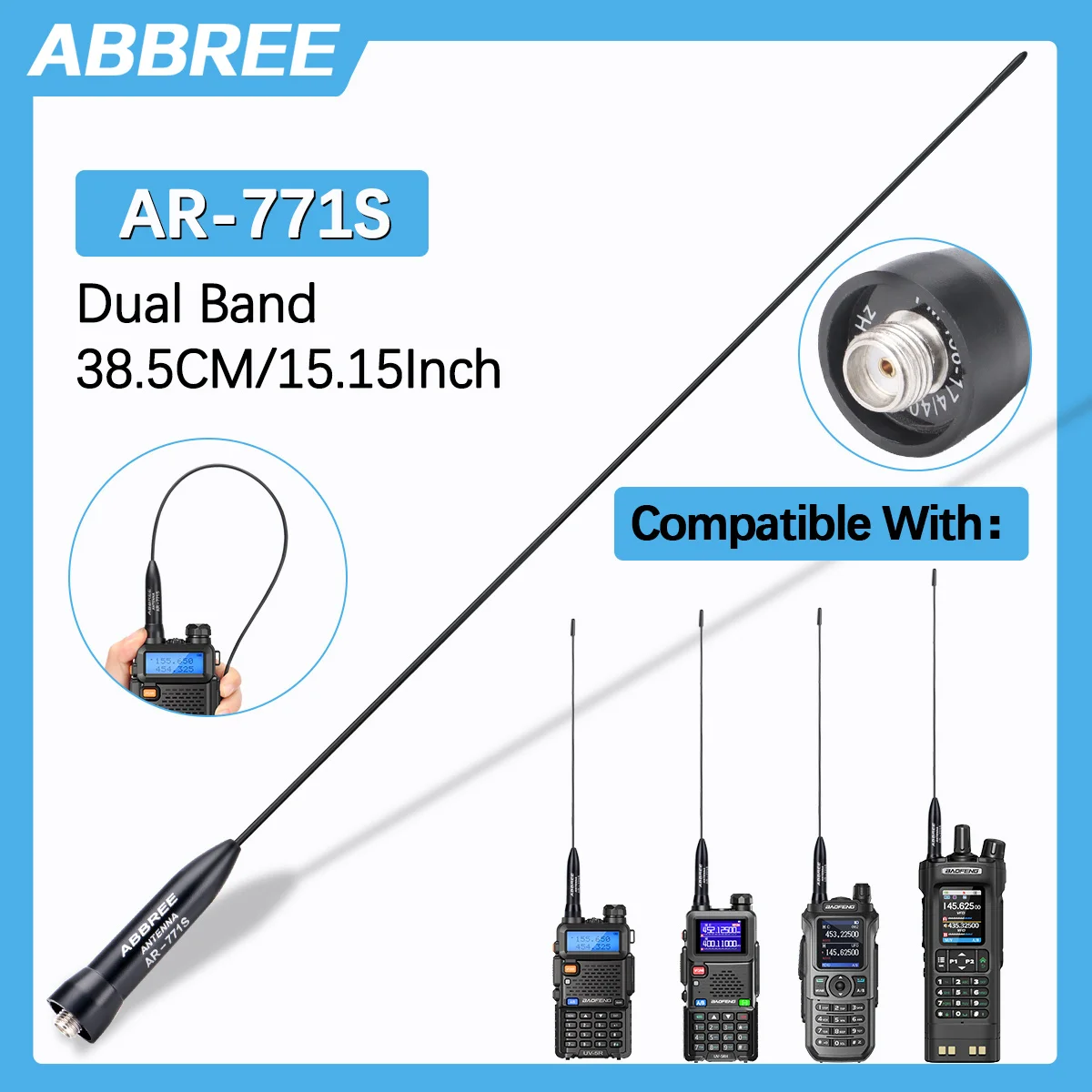 ABBREE AR-771S Walkie Talkie Antenna Aviation+Titanium Material Dual ...