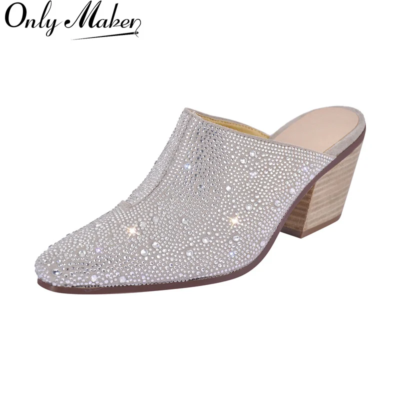 Onlymaker-Mules-de-diamantes-de-imitaci-n-con-punta-estrecha-para-mujer ...
