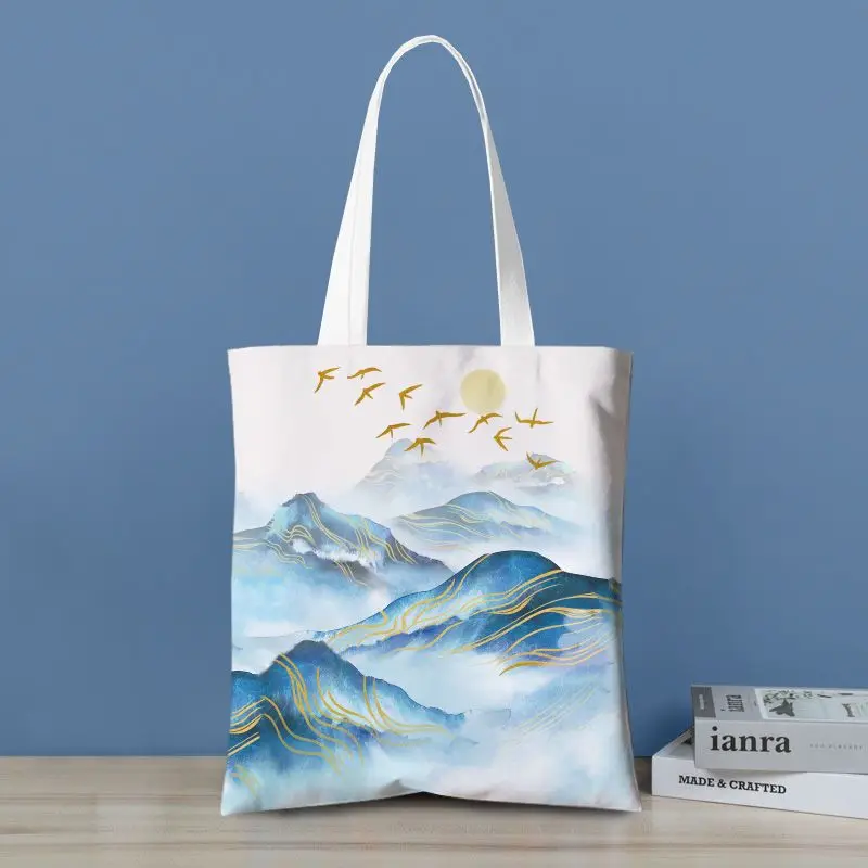 Chinese-style-ink-retro-Lady-s-handheld-large-capacity-shoulder-canvas ...