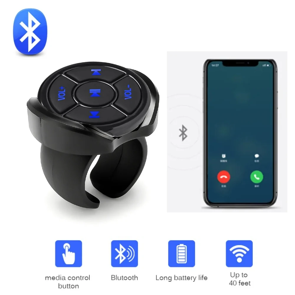 Wireless-Bluetooth-Remote-Controller-Media-Button-Car-Motorcycle-Bike ...