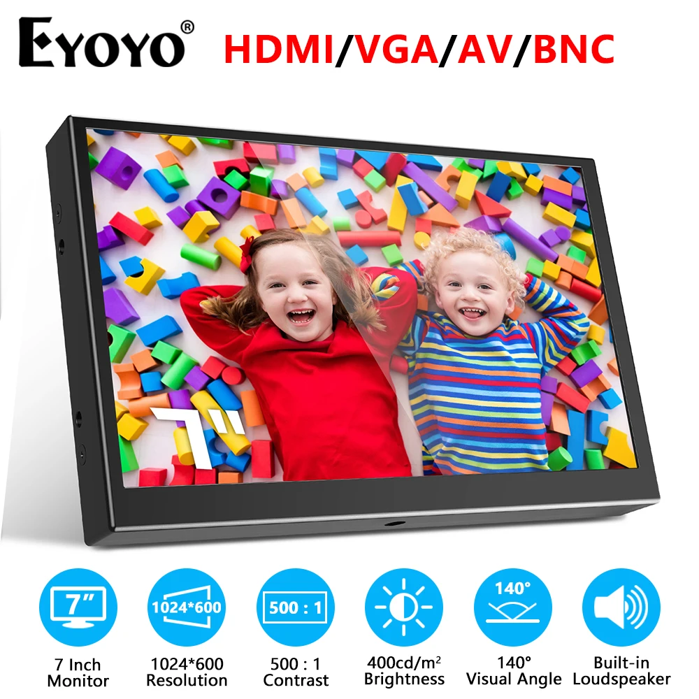 Eyoyo 7 Inch Mini TFT Monitor 1024x600 Resolution LCD Screen Display ...