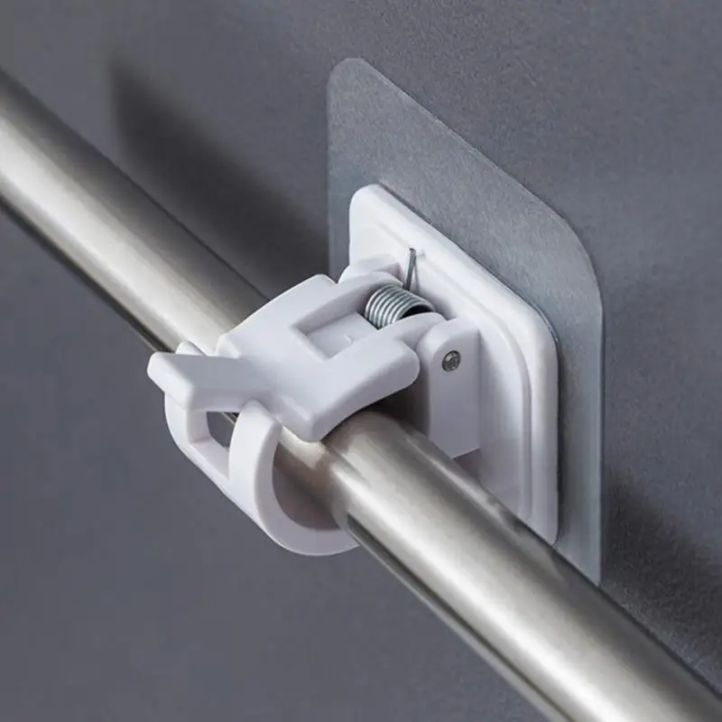 2/4/8PCS Adjustable Curtain Rod Clip Self Adhesive Clamp Hook Curtain ...