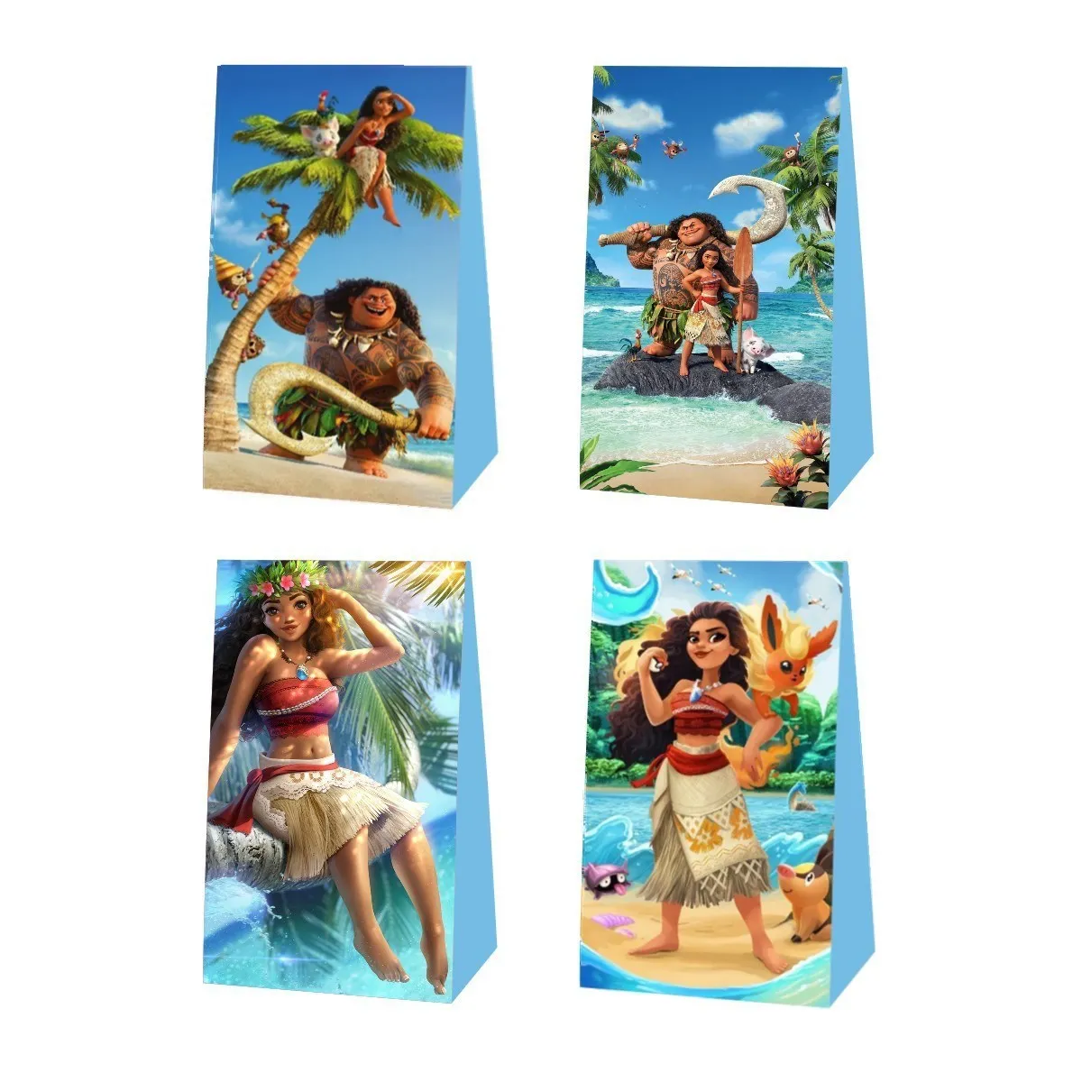12pcs Moana Party Paper Candy Gift Bags Cookie Popcorn Box 1st Kids ...