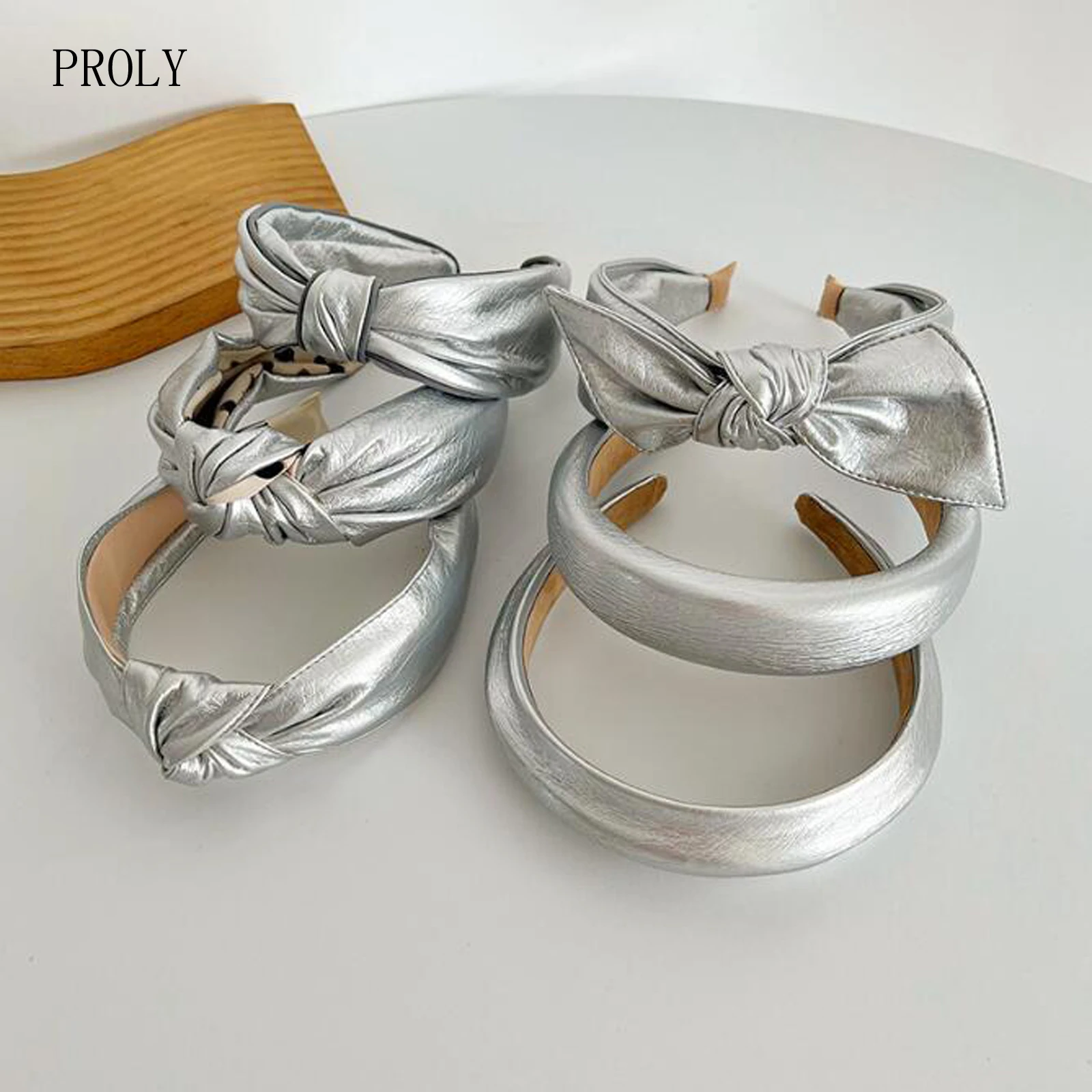 PROLY-New-Fashion-Headwear-For-Women-Silver-PU-Leather-Hairband-Casual ...
