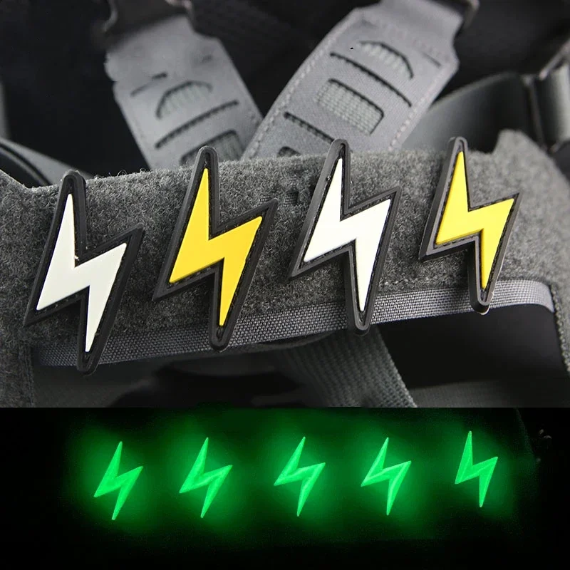 Super-Lightning-Caution-Thunder-Glow-PVC-Patches-Tactical-Morale-Emblem ...