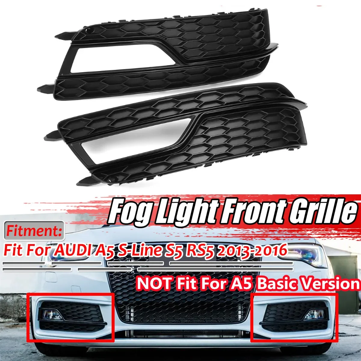 Car-Front-Bumper-Lower-Grille-Fog-Light-Grill-Grille-Cover-Trim-For ...