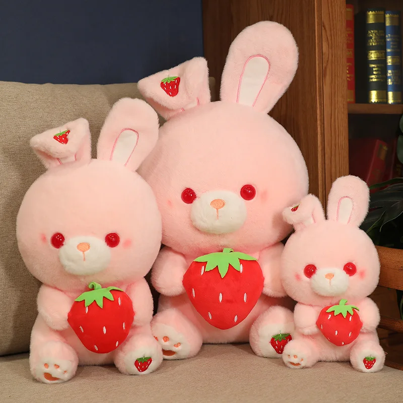 Pink Strawberry Rabbit Plush Brinquedos Cute Cartoon Soft Stuffed Dolls ...