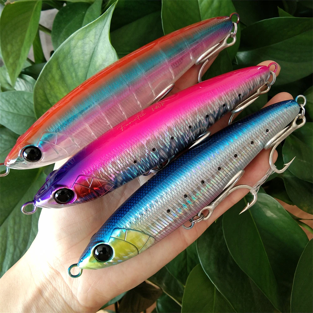 Tsurinoya 3pcs Topwater Boat Fishing Pencil Lure Fanatic 140mm 46g ...