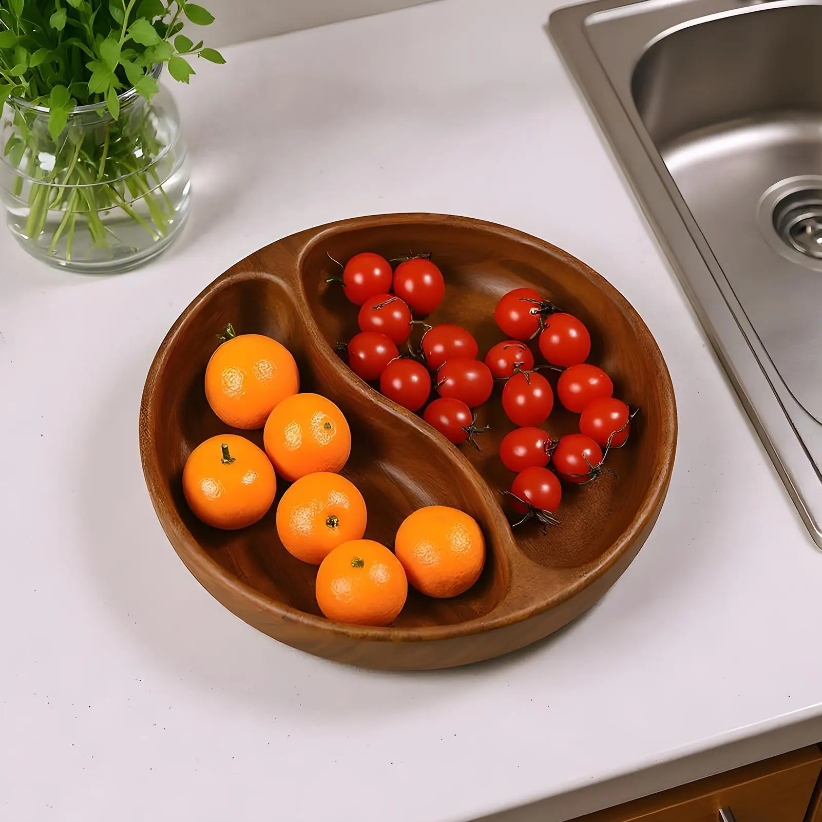 Snack Bowls 2-Compartment Rustic Serveware Snack Holder Party Serving ...