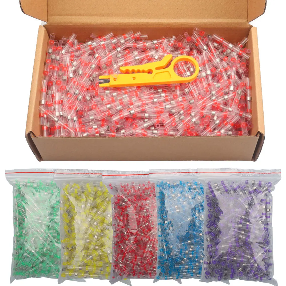 300-5000PCS Waterproof Heat Shrink Butt Crimp Terminals Solder Seal ...