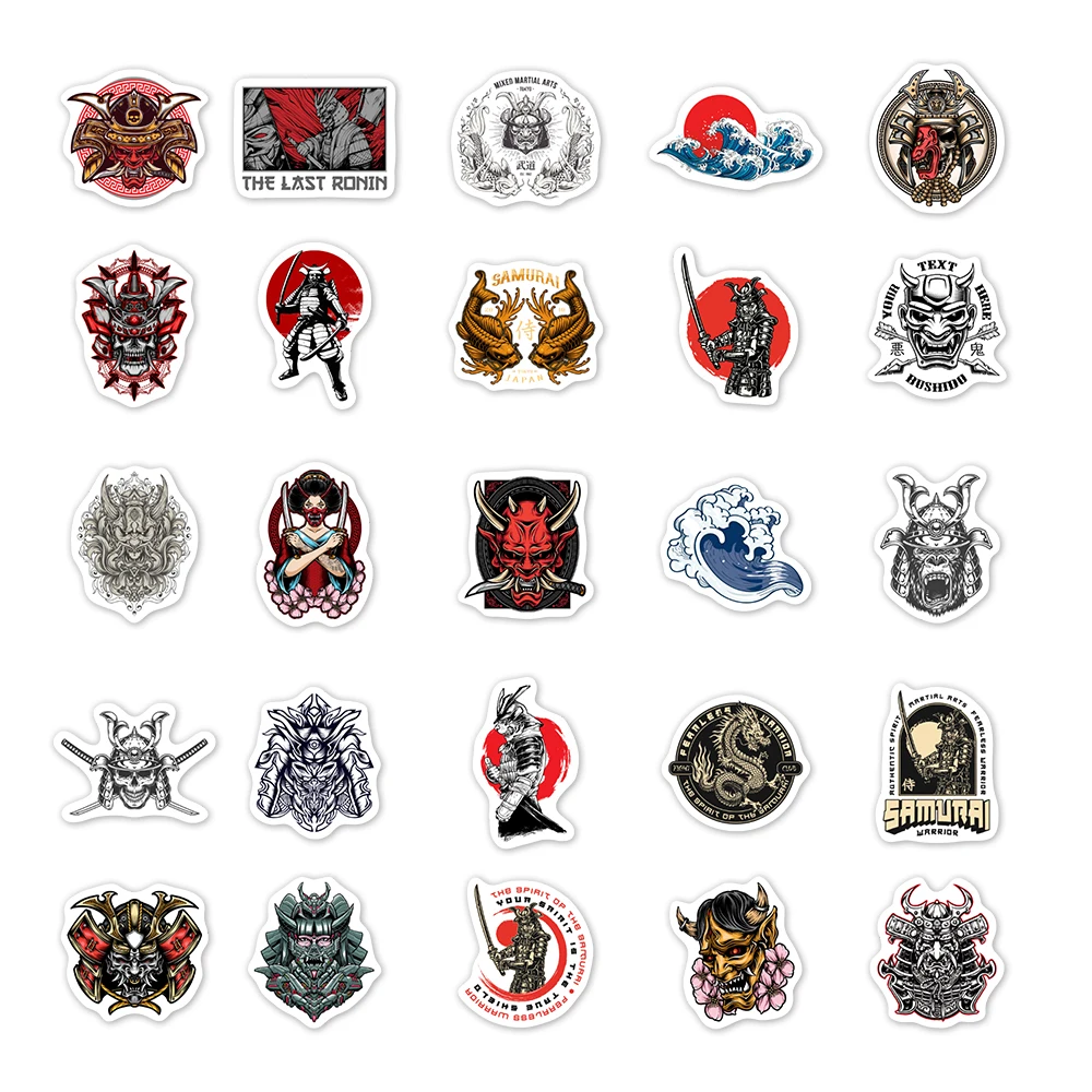 Japanese Samurai Sticker Set: Versatile & Waterproof
