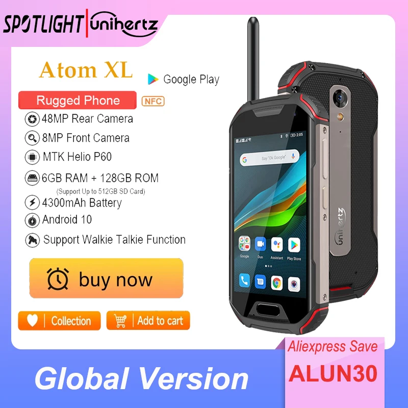 Unihertz atom xl ip68 telefones celulares impermeáveis ásperos 6gb 128gb android 10 telefone ...