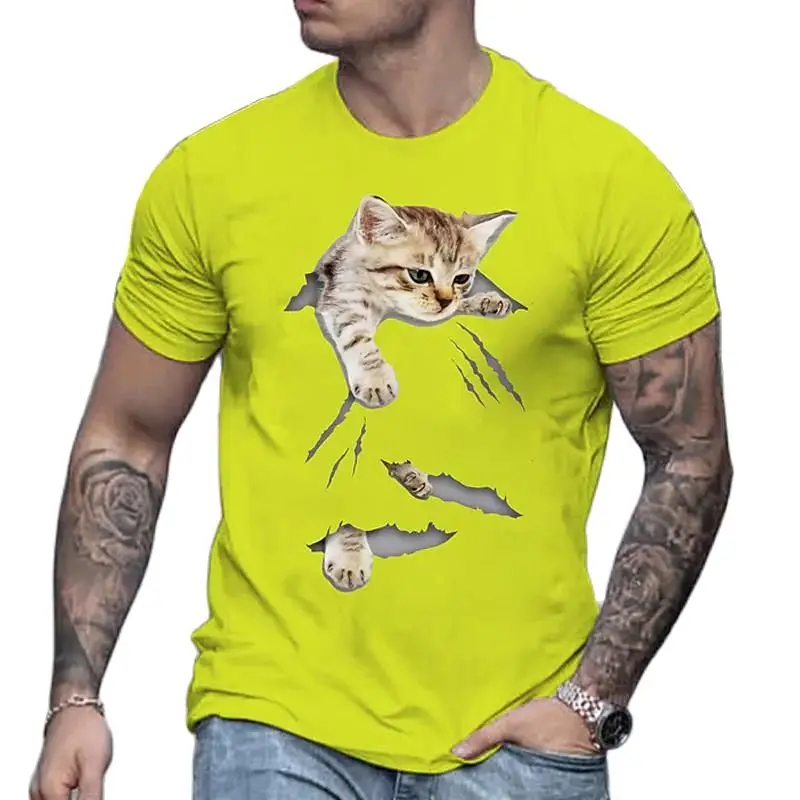 2023 Cute Cat Animal T Shirt Uomo 3d Printed Maglietta