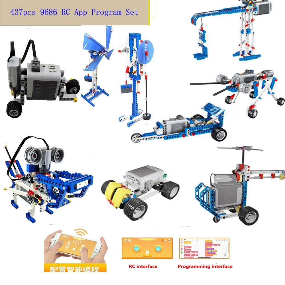 437pcs-9686-RC-App-Program-Technical-Robotics-Building-Blocks ...