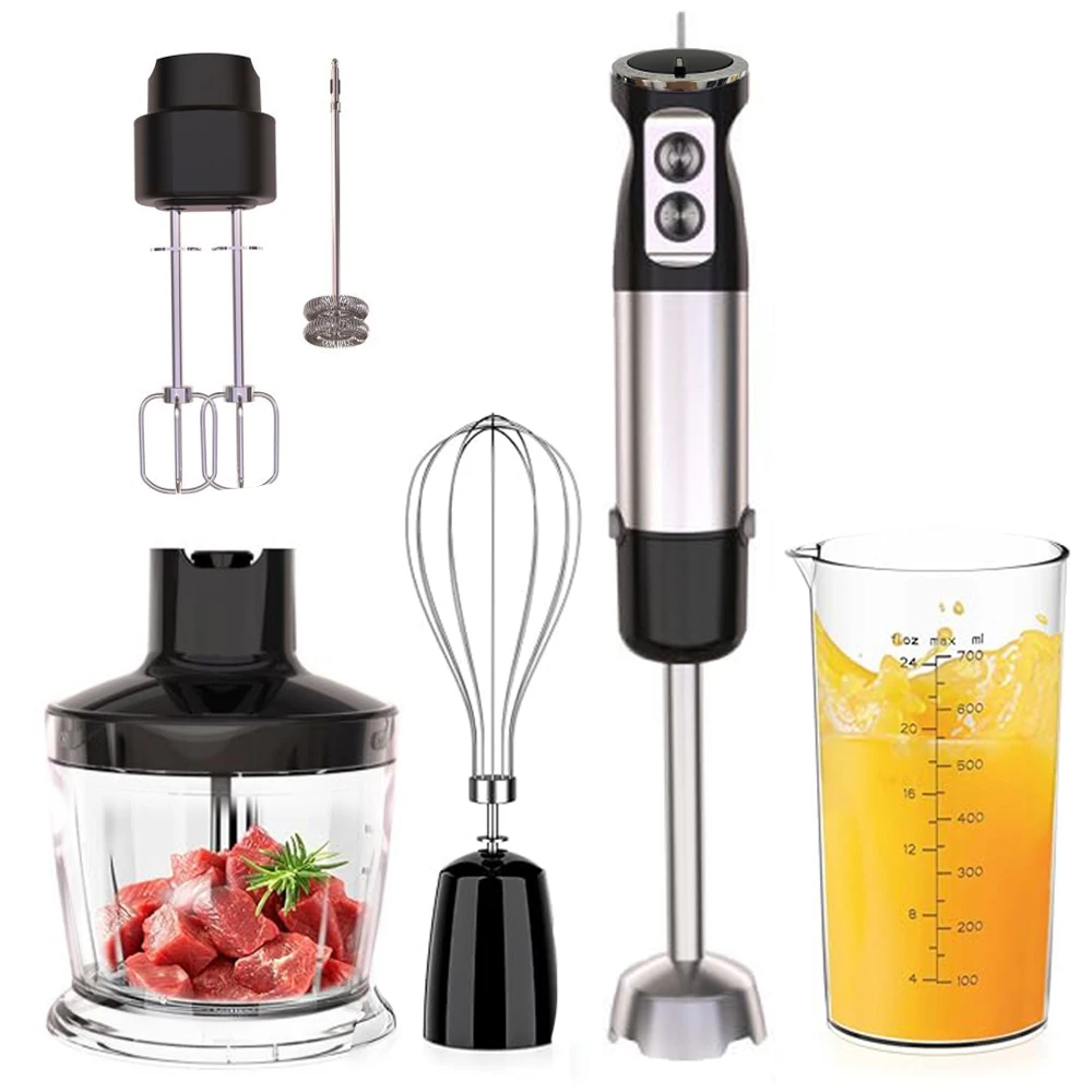 Batidora de inmersión 6 en 1, 20 velocidades variables y Turbo, batidora manual de acero ...
