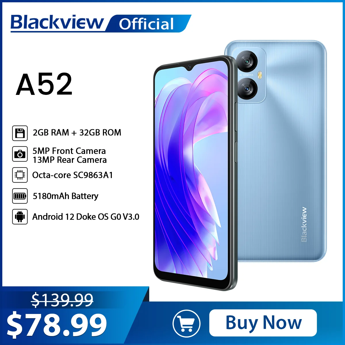 Smartphone Blackview 6.5 Inches | Blackview A52 Smartphone ...
