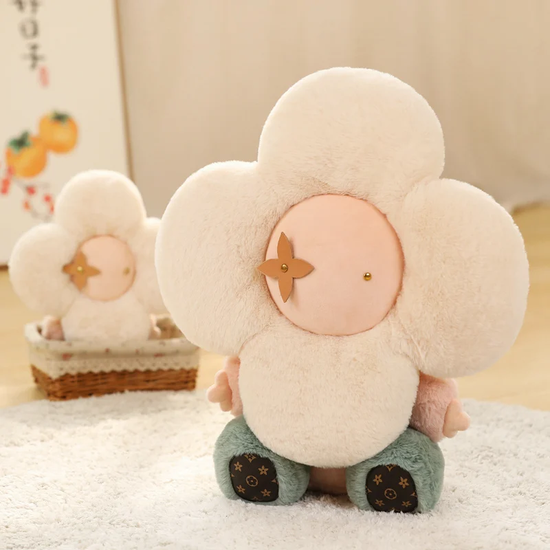 Creative Sunflower Head Baby Human Body Plush Toy Stuffed Kawaii Flower ...