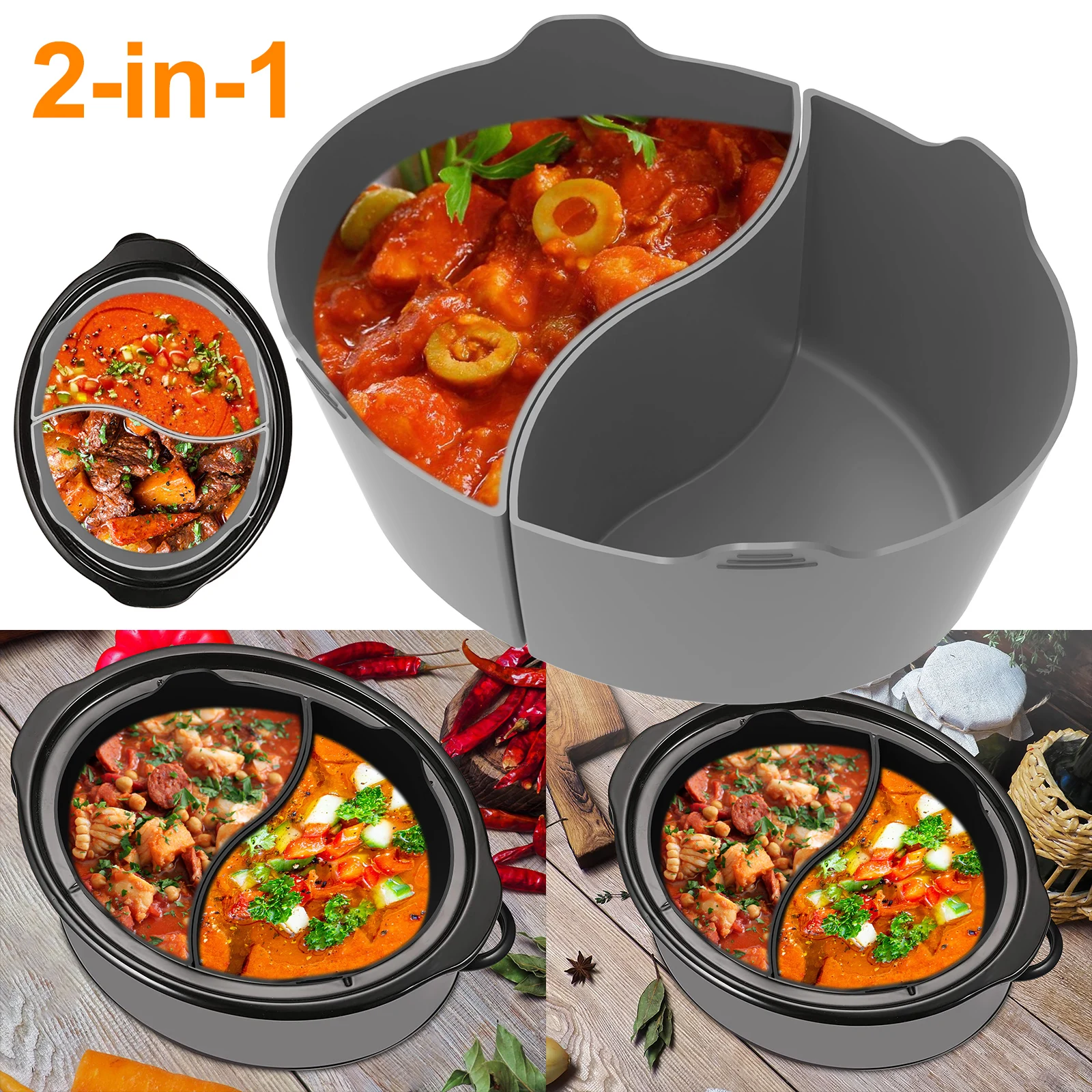 2Pcs-Slow-Cooker-Divider-Liner-for-6-QT-Pot-Reusable-Silicone-Crockpot ...