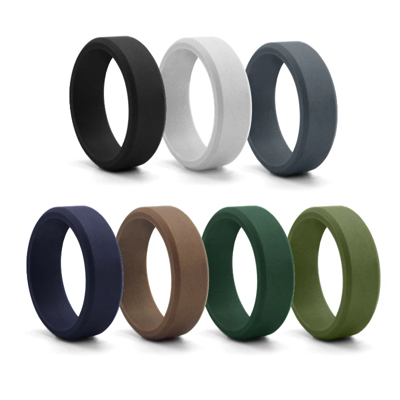 Classic-8mm-Dome-Beveled-Edge-Silicone-Rings-Bands-Hypoallergenic ...