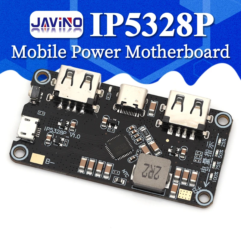 IP5328P Dual USB 18650 Battery Charger treasure Tpye-c 3.7V to 5V 9V ...