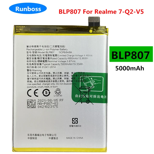 Original New BLP807 5000mAh Battery for Oppo Realme 7 Realmi Q2 V5 ...