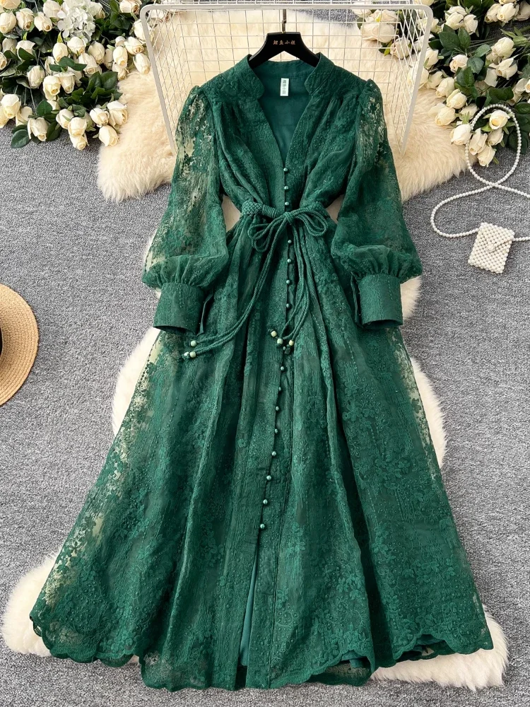 France Elegant Vintage High End Evening Dress Women Embroidery Sashes ...