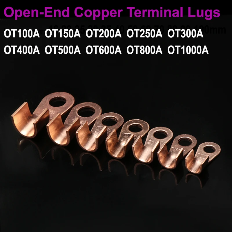 5-10pcs-OT-Type-100A-1000A-Open-End-Copper-Crimp-Terminal-Lugs-Cable ...