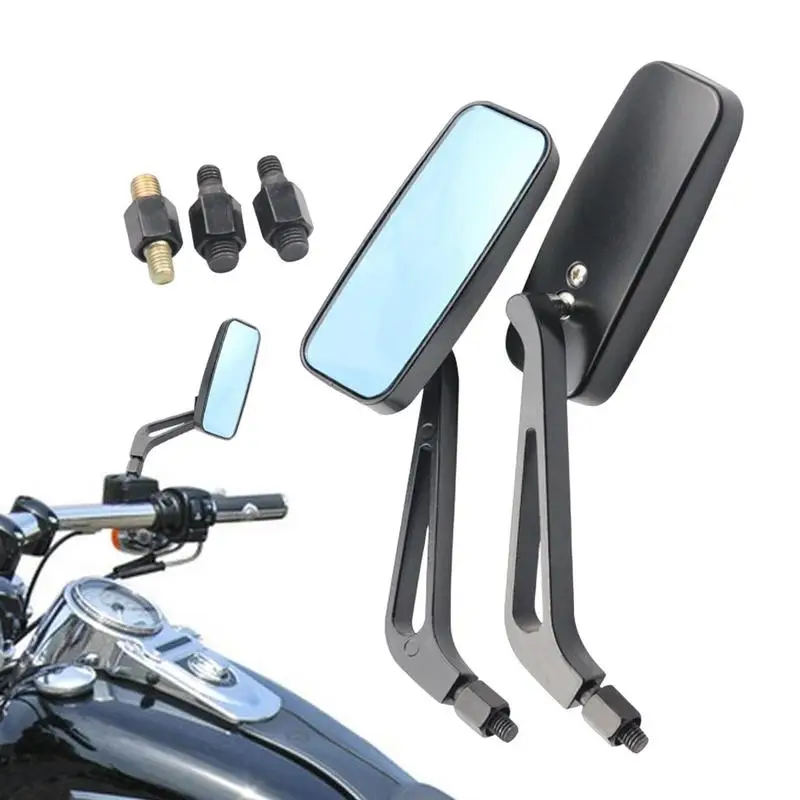 Motorcycle-Rear-2pcs-View-Mirror-Rectangular-Aluminum-Rearview-Mirror ...