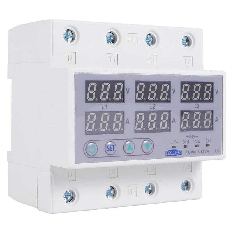Din-Rail-3-Phase-Voltage-Relay-380V-Voltmeter-Ammeter-Over-And-Under ...
