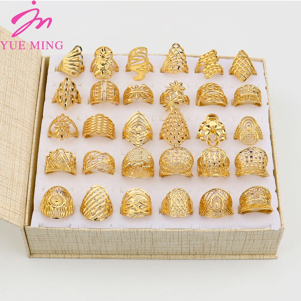 Fashion Jewelry Ring For Women And Men Couple Ring Dubai Gold Plated ...