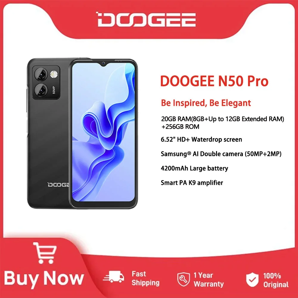 DOOGEE-N50-Pro-Smartphone-6-52-8GB-RAM-256GB-ROM-50MP-Ai-Main-Camera ...