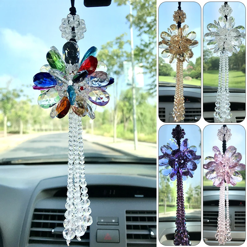 Crystal-Sun-Flower-Tassel-Craft-Pendant-Petals-Car-Hanging-Ornament ...