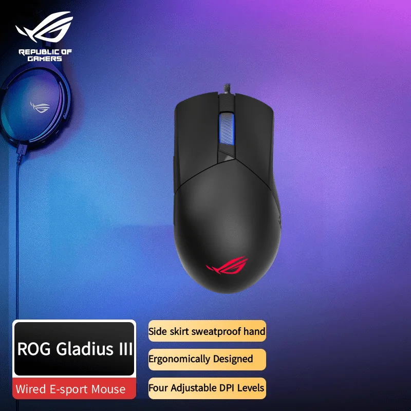 ASUS-ROG-Gladius-II-Core-Gaming-Mouse-ergon-mico-ambidiestro-ptico-RGB ...