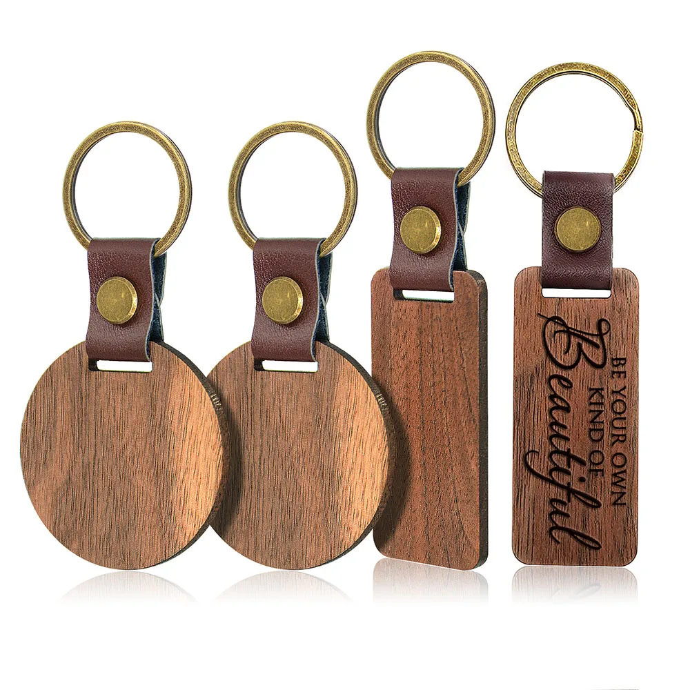 1-2pcs-Blanks-Wood-PU-Leather-Key-Chains-Wooden-Keychain-Laser-Engraved ...
