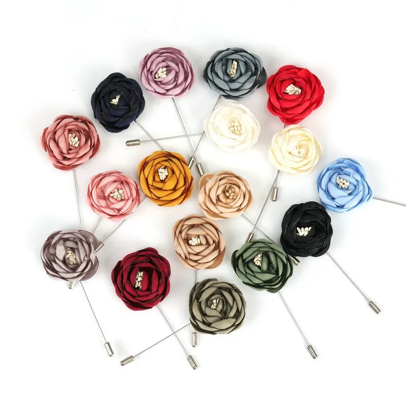 Handmade Men's Brooches Floral Lapel Pin For Men Suit Long Neddle ...
