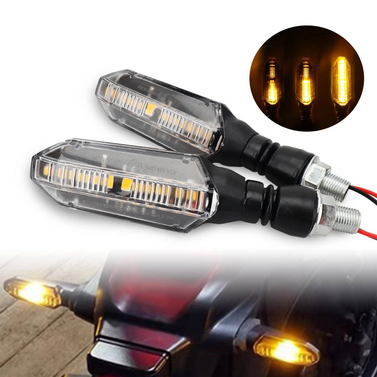 2PCS-Motorcycle-Signals-Tail-Light-12-LED-Yellow-Flowing-Turn-Signal ...