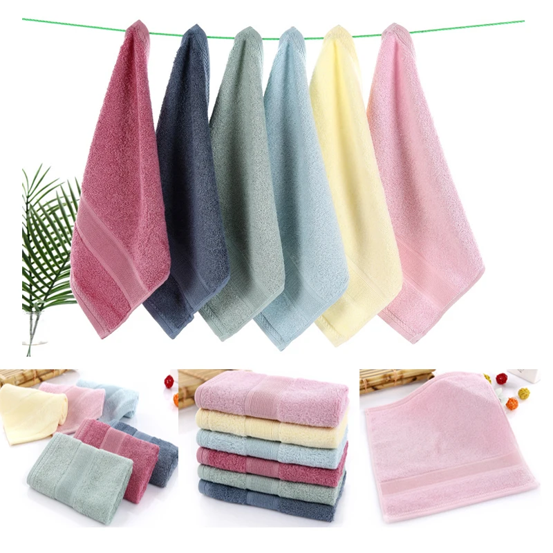 Square Hand towel Bamboo Pulp Fiber Children Washcloth Pure color 33 ...