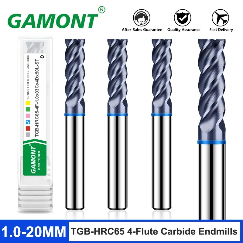 GAMONT TGB-HRC65 4F Color Circle Flat End Mill Tungsten Steel Carbide ...